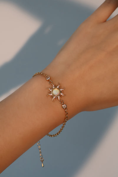 18K Real Gold Plated White Opal Sun Bracelet – Cutethingscommin