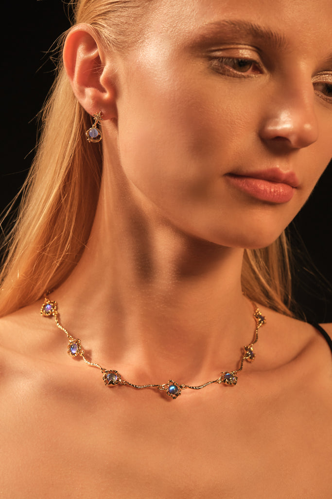 18K Real Gold Plated Multi Moonstones Necklace – Cutethingscommin
