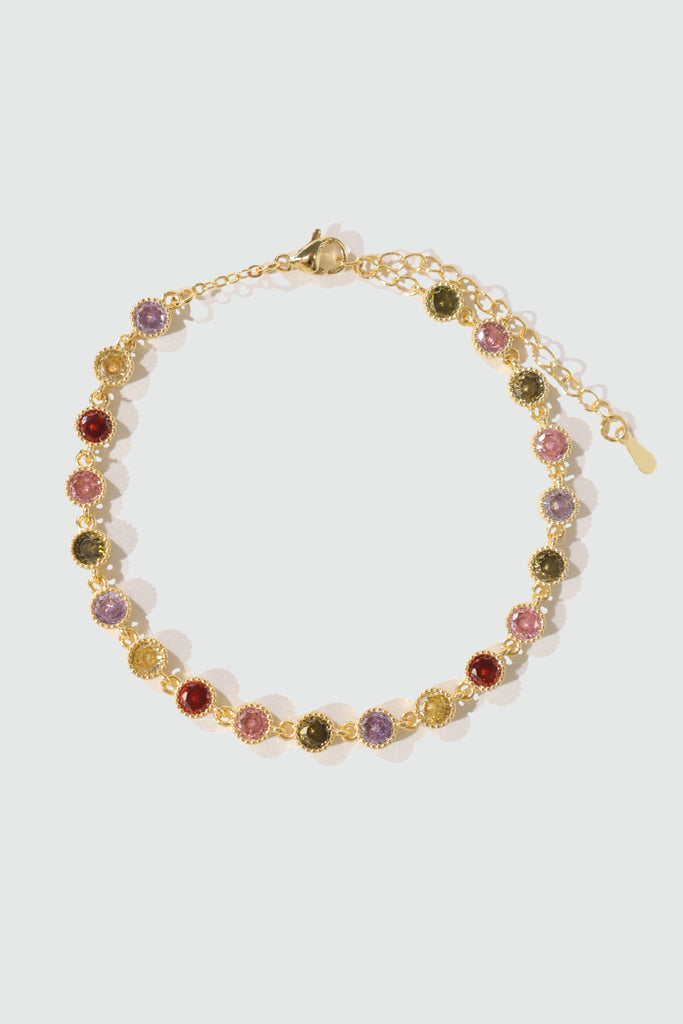18K Real Gold Plated Multi Color Gemstones Bracelet (Pre-order ...