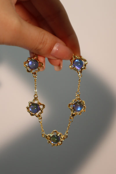 18K Real Gold Plated Multi Deep Blue Moonstones Bracelet – Cutethingscommin