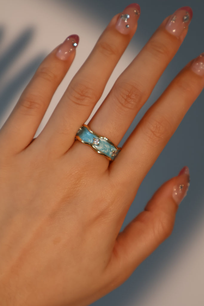 18K Real Gold Plated Blue Tide Ring – Cutethingscommin