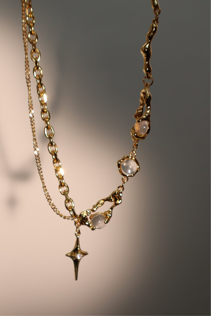 18K Real Gold Plated Moonlight Star Necklace – Cutethingscommin