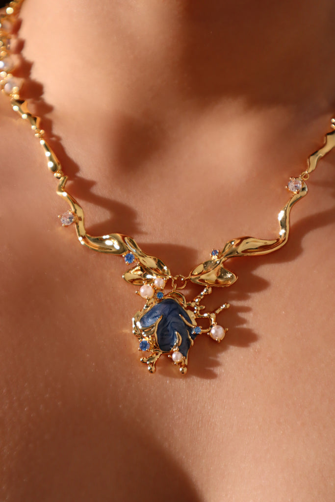 18K Real Gold Plated Blue Shell Necklace – Cutethingscommin