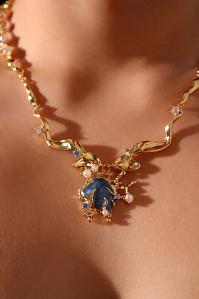 18K Real Gold Plated Blue Shell Necklace – Cutethingscommin
