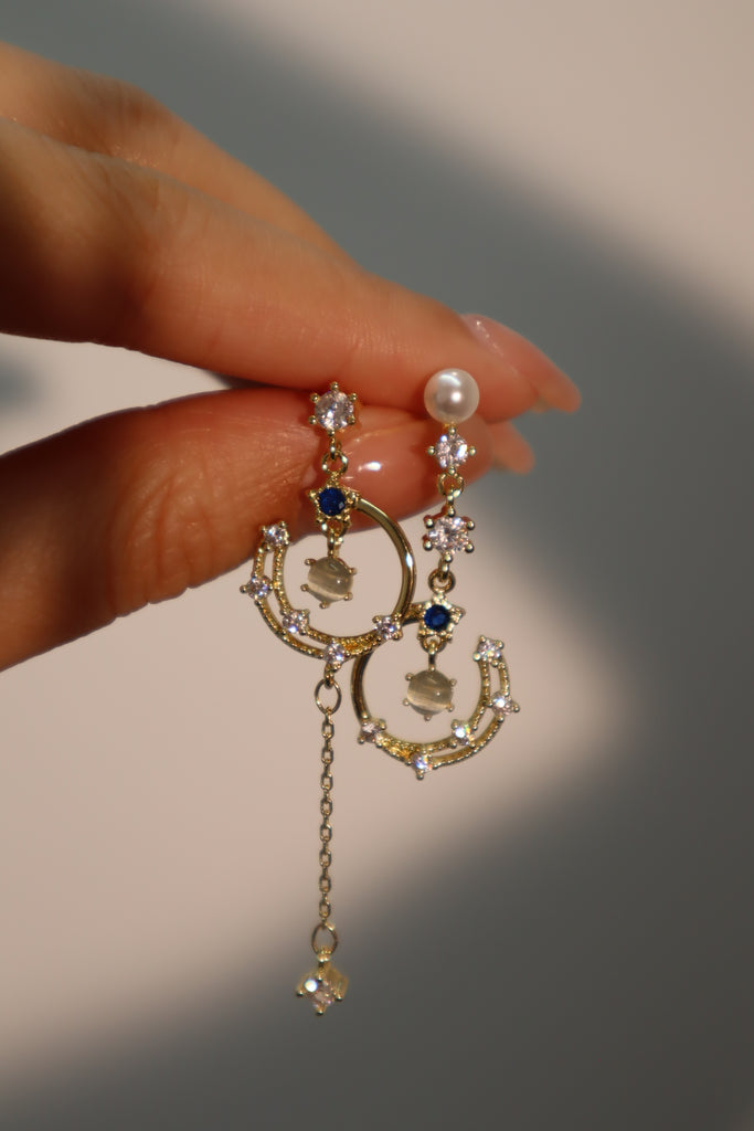 14K Gold Satum Star Moonlight Earrings – Cutethingscommin