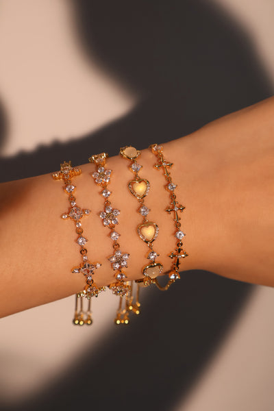 18K Real Gold Plated Moonlight Glowing Heart Bracelet – Cutethingscommin