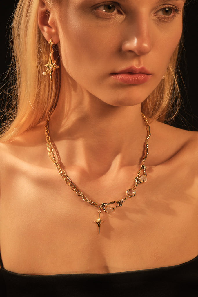 18K Real Gold Plated Moonlight Star Necklace – Cutethingscommin