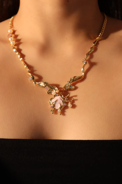 18K Real Gold Plated Pink Shell Necklace – Cutethingscommin