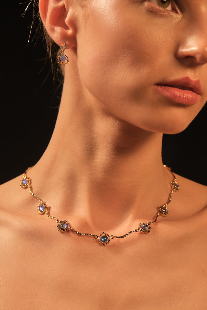 18K Real Gold Plated Multi Moonstones Necklace – Cutethingscommin
