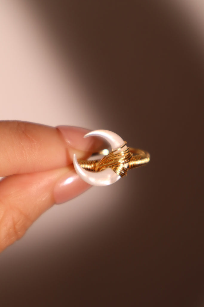 18K Real Gold Plated Aurora Moon Ring – Cutethingscommin