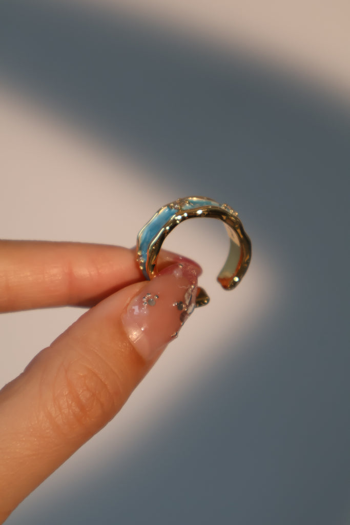 18K Real Gold Plated Blue Tide Ring – Cutethingscommin