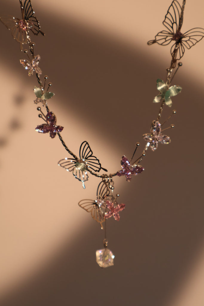 Multi Color Gem Butterfly Necklace – Cutethingscommin