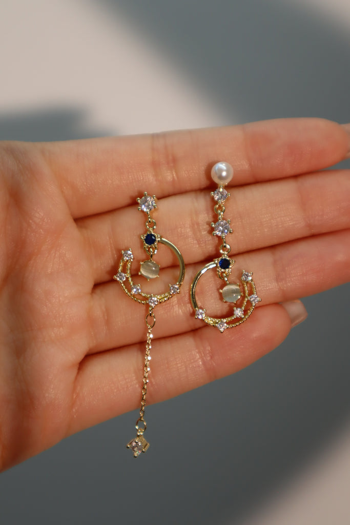 14K Gold Satum Star Moonlight Earrings – Cutethingscommin