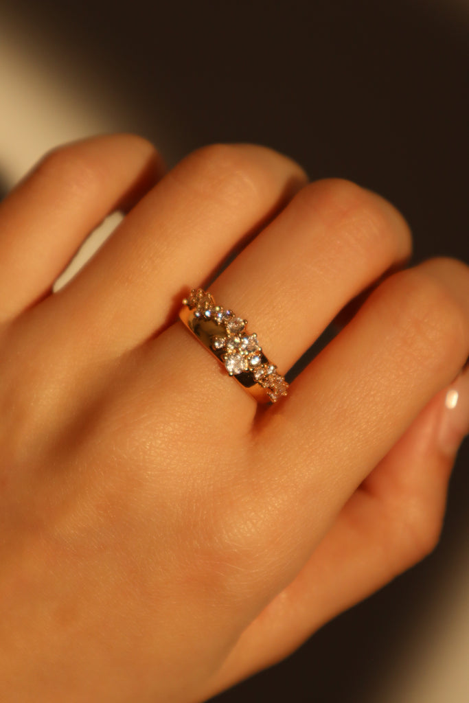 14K Real Gold Plated Multi Diamonds Ring – Cutethingscommin