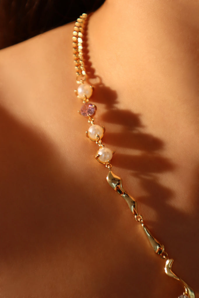 18K Real Gold Plated Pink Shell Necklace – Cutethingscommin