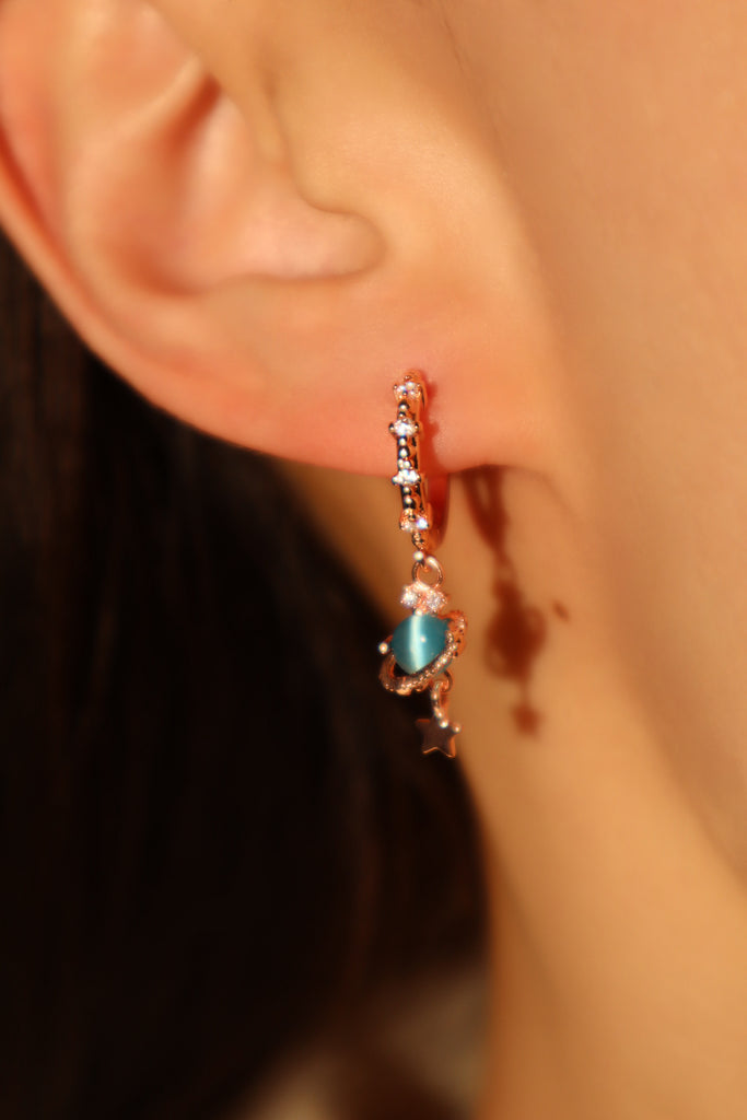 18K Rose Gold Plated Saturn Star Hoop Earrings – Cutethingscommin