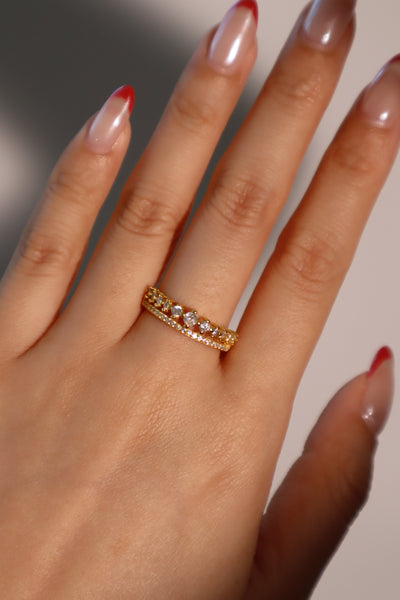 24K Gold Vermeil Double Layer Diamond Ring – Cutethingscommin