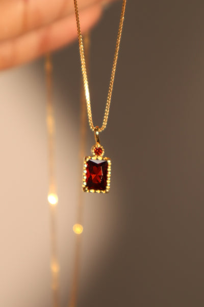 24K Real Gold Plated Red Gem Pendant Necklace – Cutethingscommin