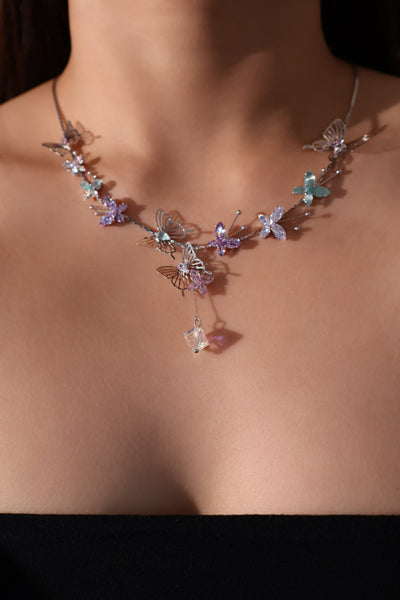 Multi Color Gem Butterfly Necklace – Cutethingscommin