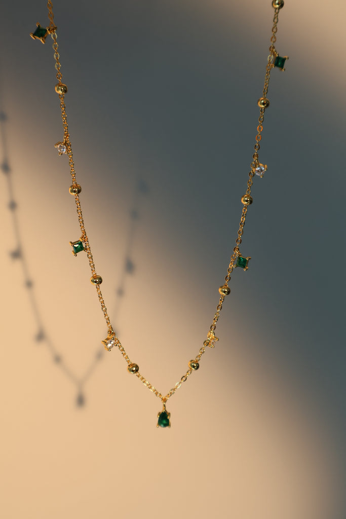 18K Gold Vermeil Green Gem Necklace – Cutethingscommin