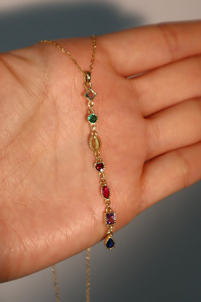 18K Gold Vermeil Color Gem Chain Necklace – Cutethingscommin