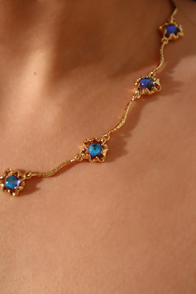 18K Real Gold Plated Multi Moonstones Necklace – Cutethingscommin