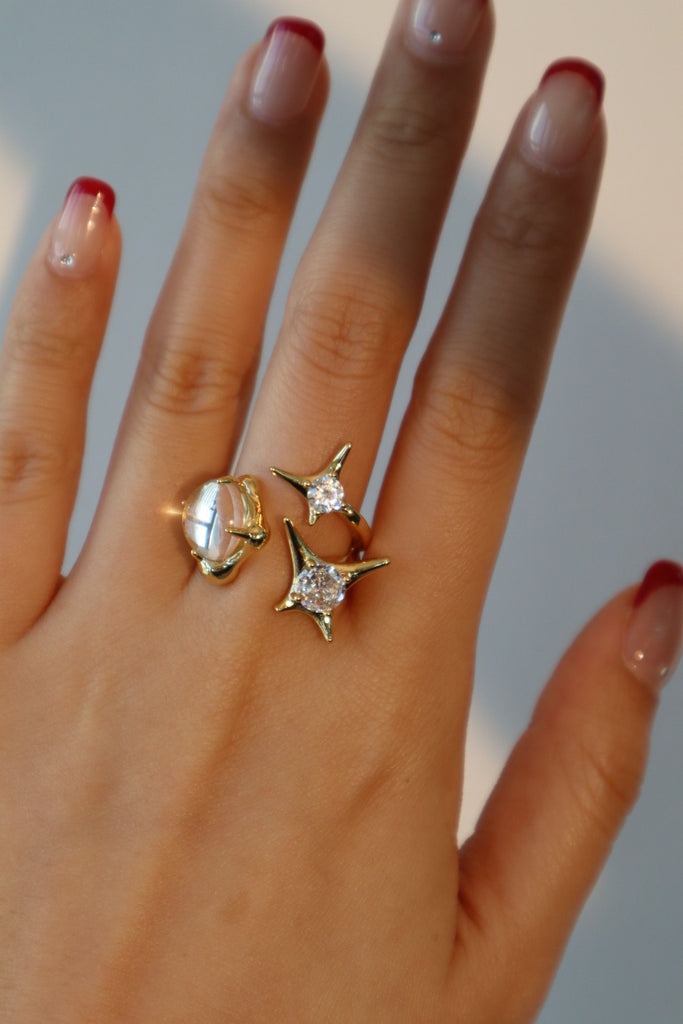 18K Real Gold Plated 3 in 1 Gemstones Ring – Cutethingscommin