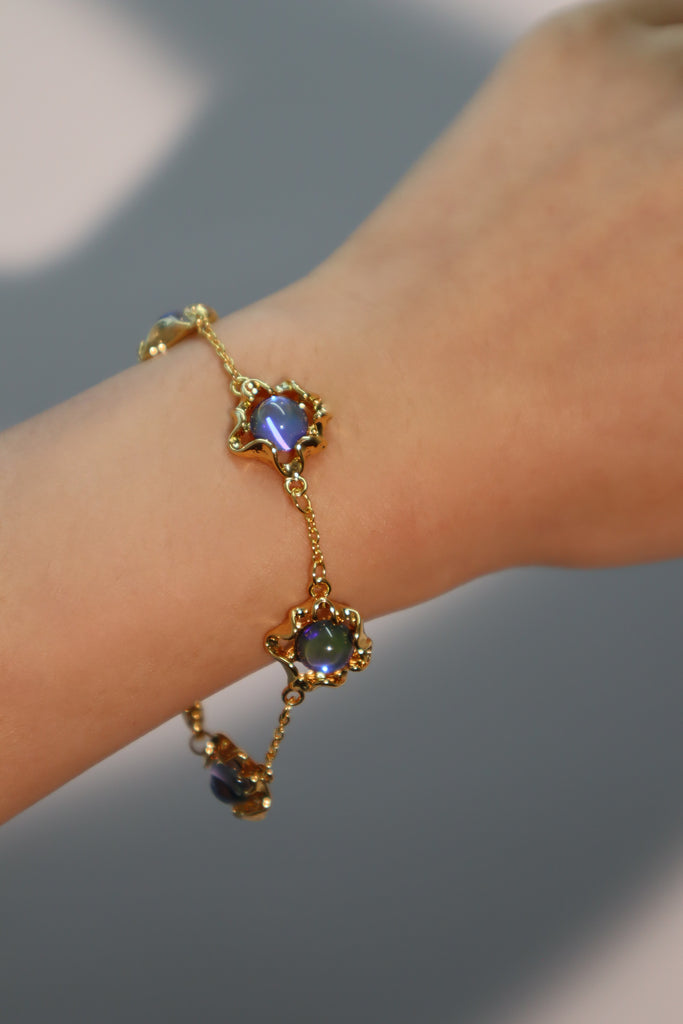 18K Real Gold Plated Multi Deep Blue Moonstones Bracelet – Cutethingscommin