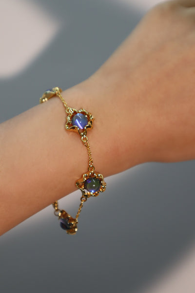 18K Real Gold Plated Multi Deep Blue Moonstones Bracelet – Cutethingscommin