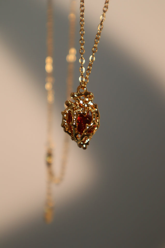 18K Real Gold Plated Red Heart Necklace – Cutethingscommin