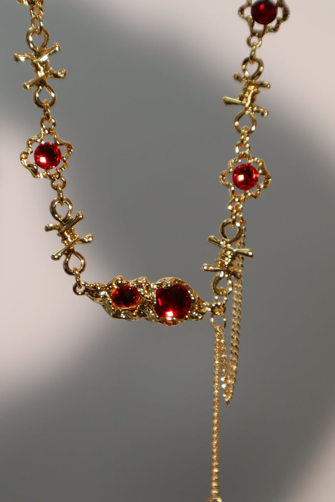 18K Real Gold Plated Red Gem Twist Necklace – Cutethingscommin